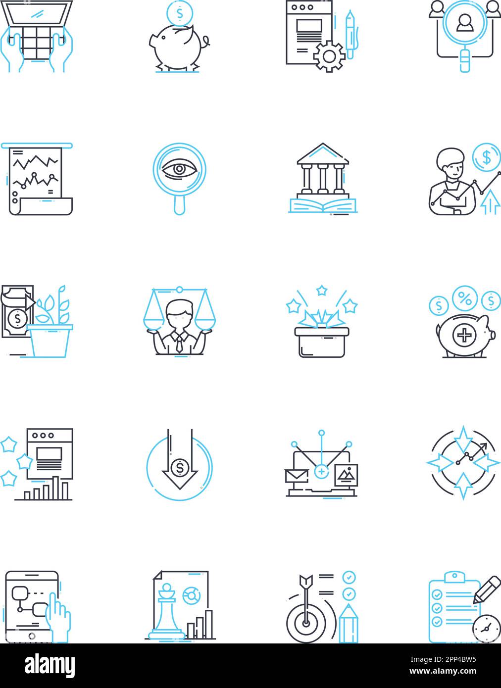 Set di icone lineari di contenimento dei costi. Budget, efficienza ...