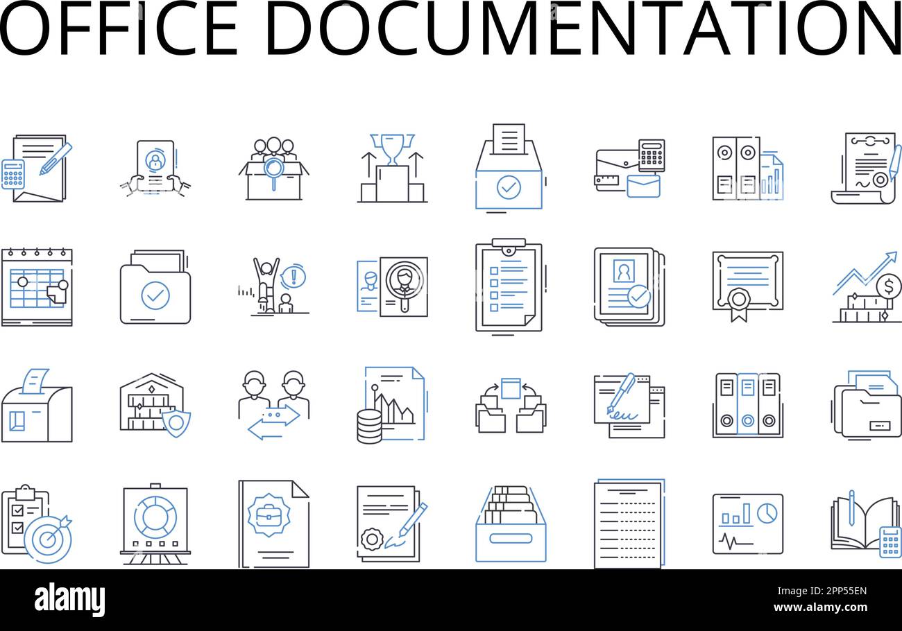Raccolta di icone della riga della documentazione di Office. Documenti ...