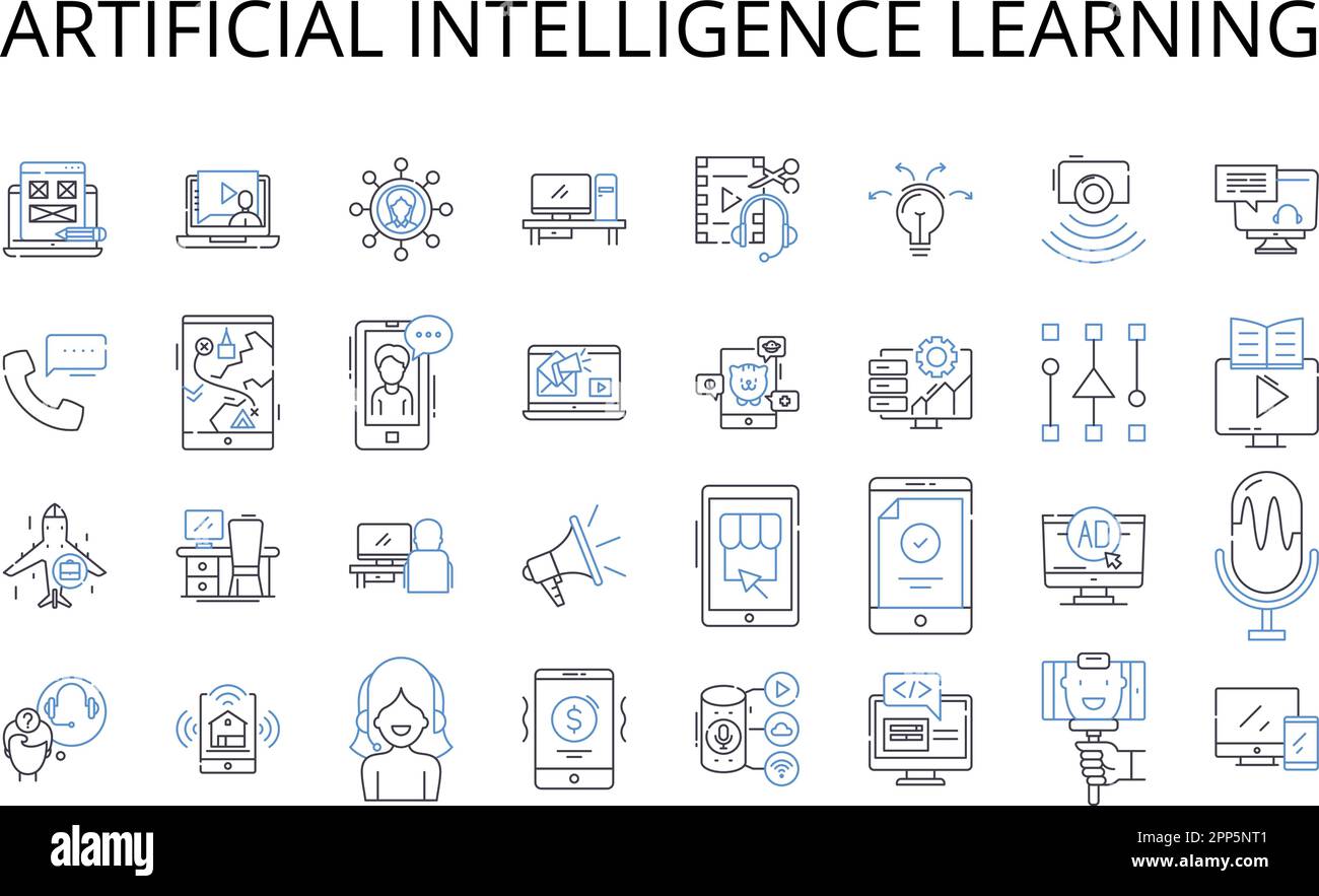 Intelligenza artificiale linea di apprendimento raccolta icone ... Intelligenza artificiale linea di apprendimento raccolta icone ...