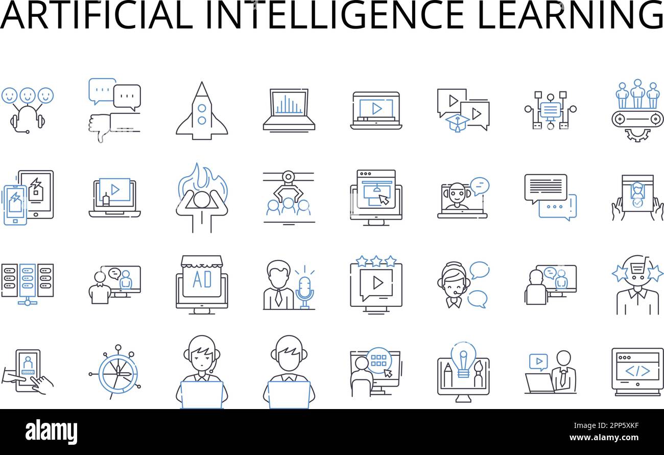 Intelligenza artificiale linea di apprendimento raccolta icone ... Intelligenza artificiale linea di apprendimento raccolta icone ...