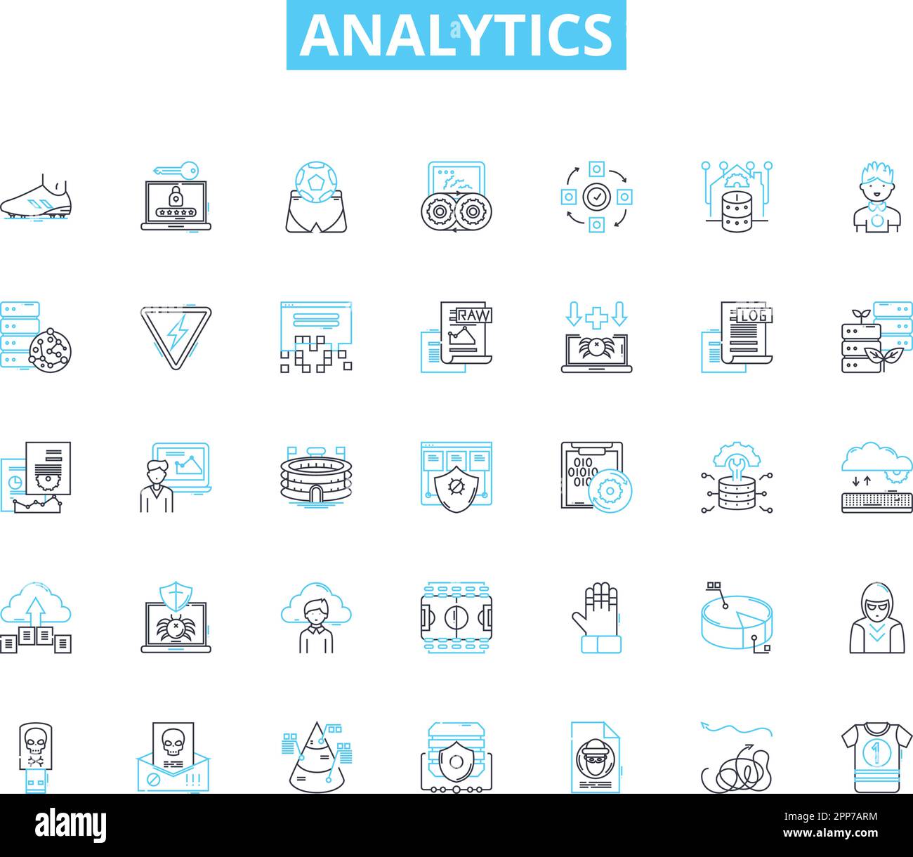Set di icone analitiche lineari. Dati, metriche, approfondimenti ...