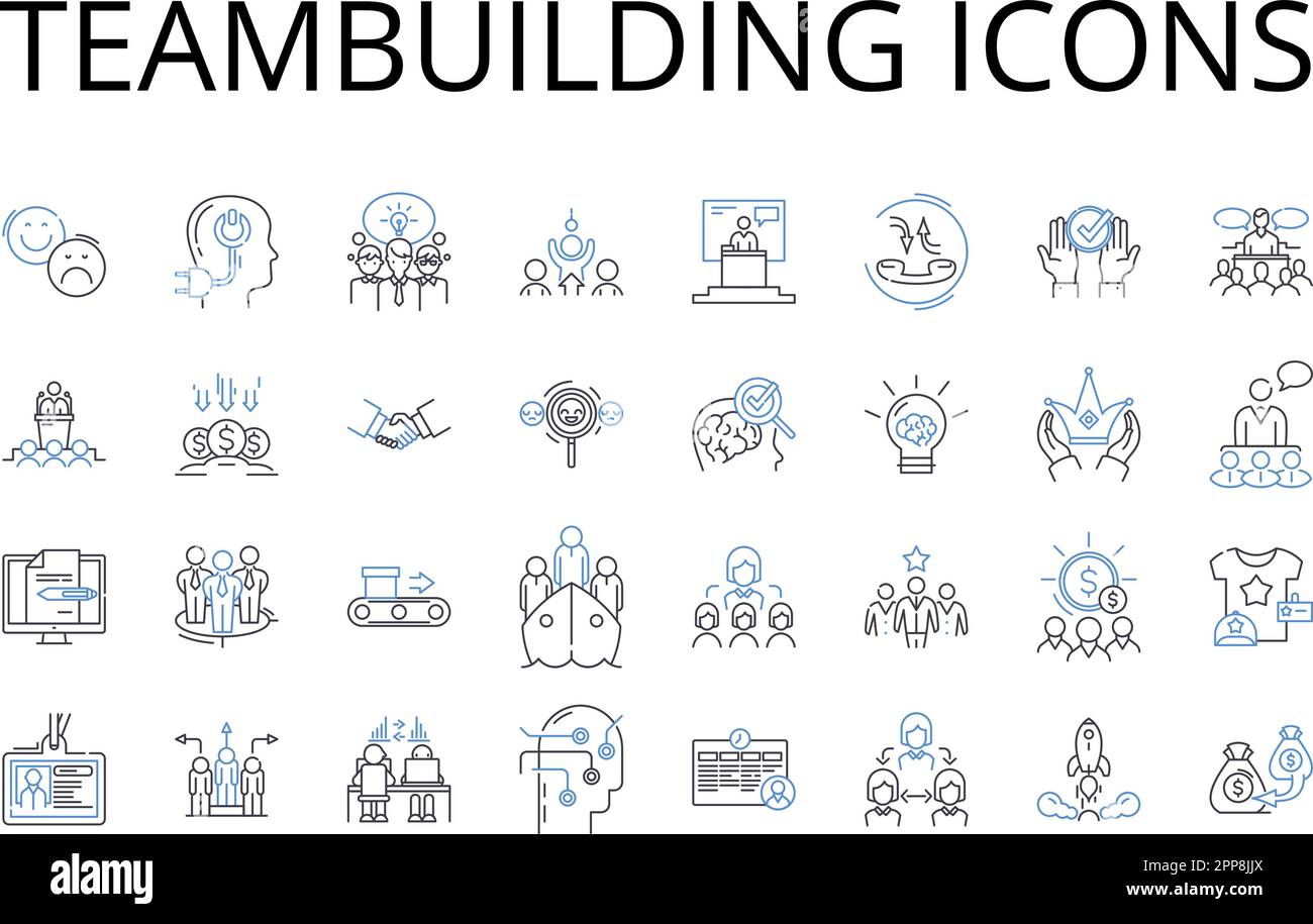 Collezione di icone della linea di teambubuilding. Simboli di ...