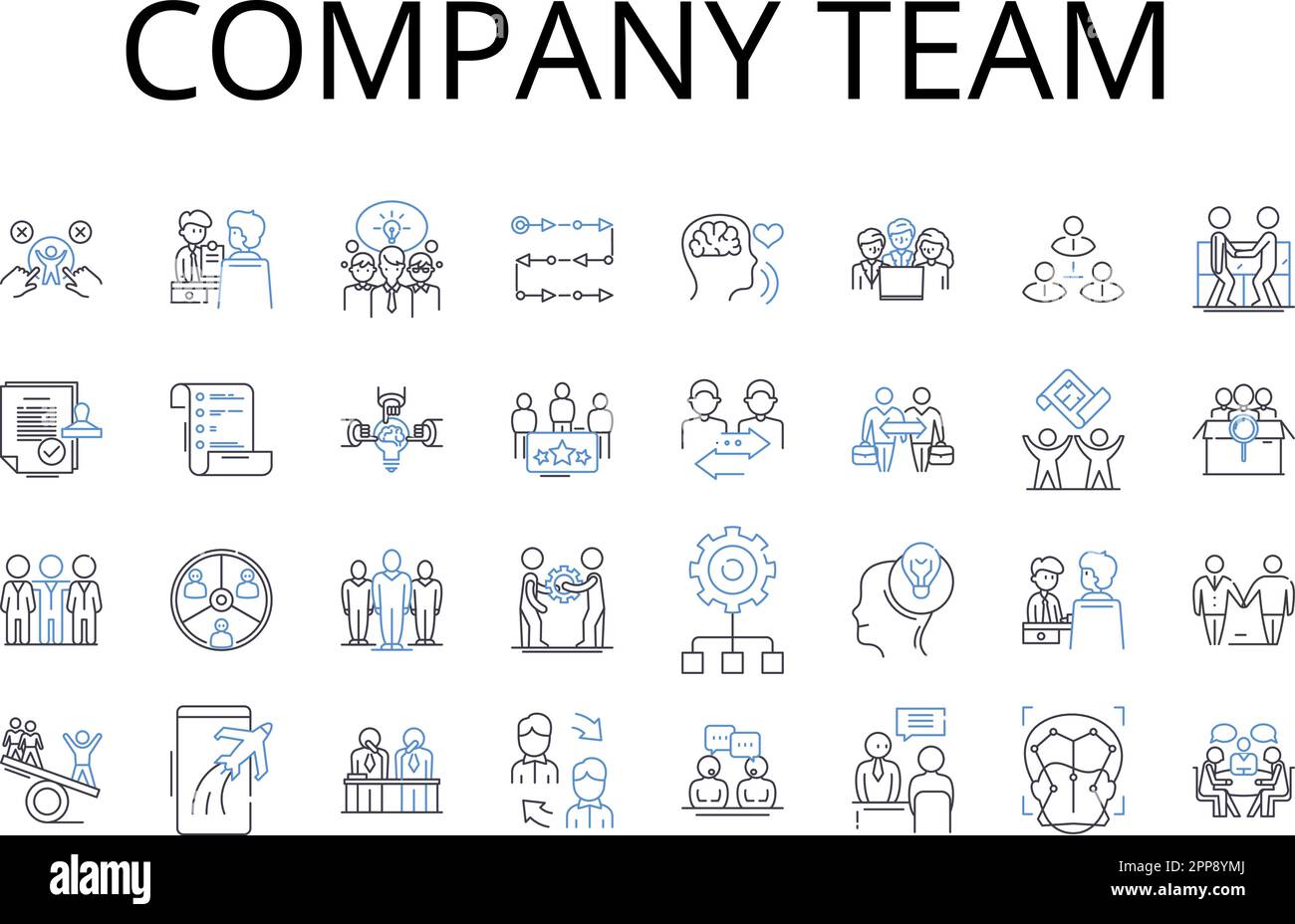 Collezione di icone della linea team aziendale. Gruppo aziendale ...
