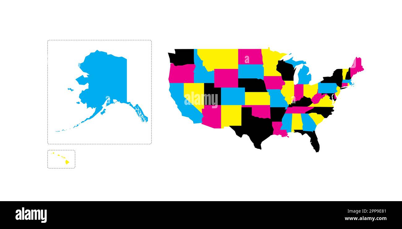 Mappa politica degli Stati Uniti d'America delle divisioni ...