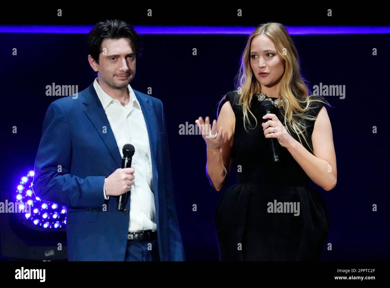 Gene Stupnitsky, left, director of the upcoming film "No Hard Feelings ...