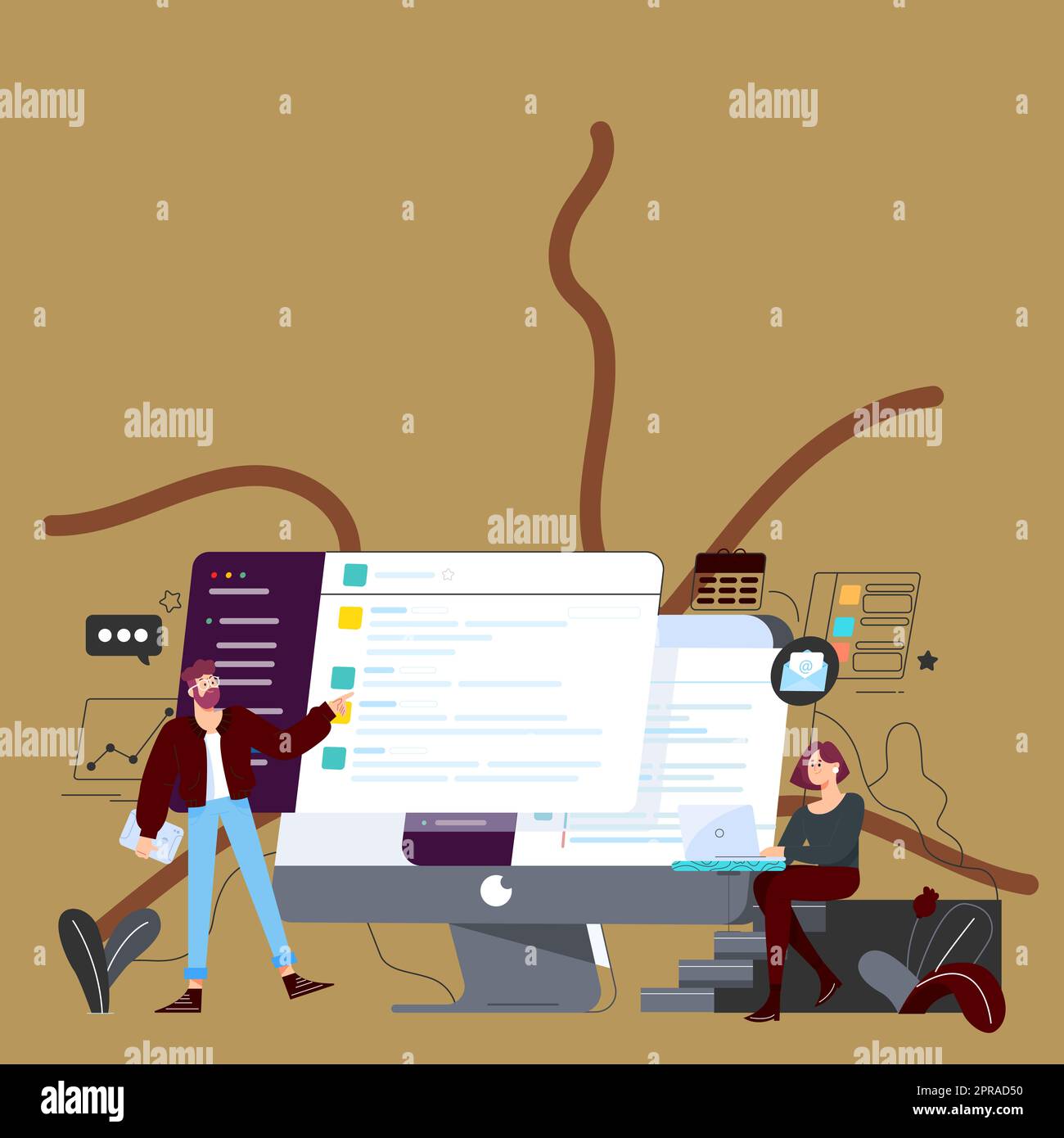 Abbinare i disegni utilizzando un computer desktop aiutandosi a vicenda ...