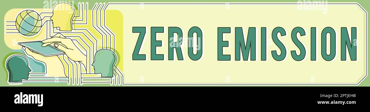 Il simbolo che mostra emissioni zero, la panoramica aziendale si riferisce a un motore che non ...