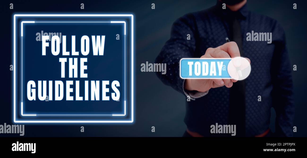 Ispirazione che mostra il segno seguire le linee guida, concetto che ...