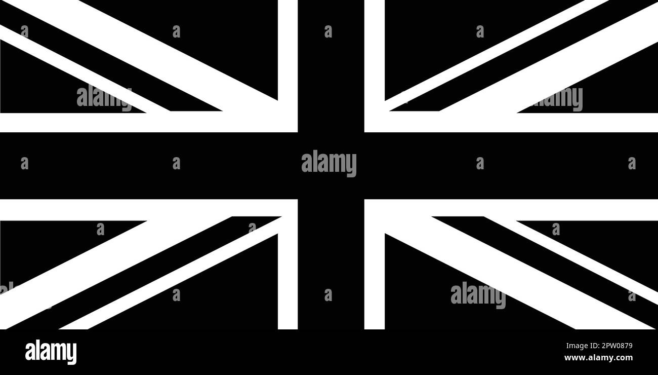 Union jack flag black white Immagini Vettoriali Stock - Alamy