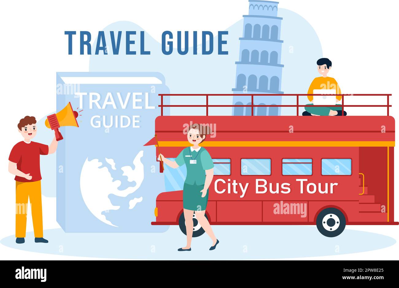 Guida di viaggio e tour con mostrare luoghi interessanti per il gruppo ...