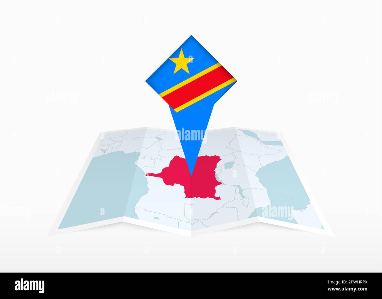 La Repubblica Democratica del Congo è raffigurata su una mappa cartacea ...