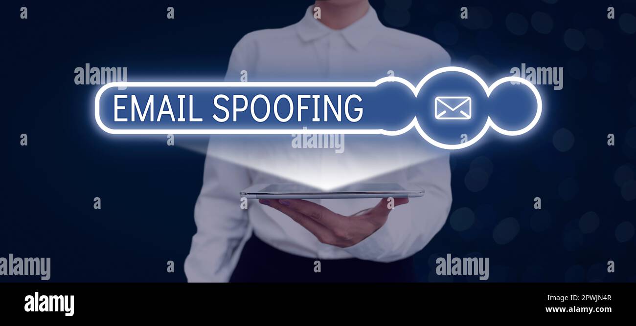 Simbolo di testo che mostra lo spoofing della posta elettronica ...