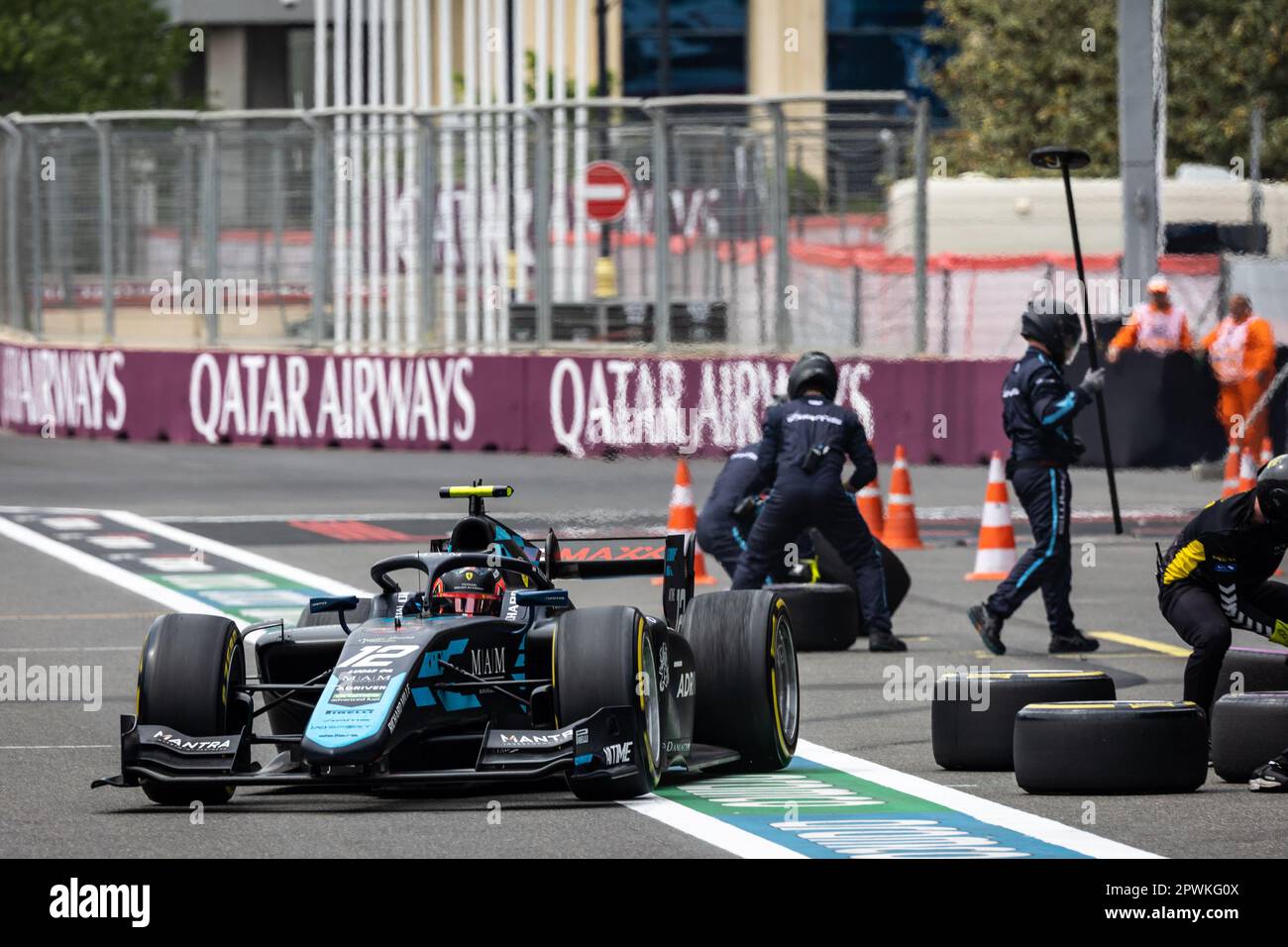 12 LECLERC Arthur (mco), DAMS, Dallara F2, azione, dopo la sosta ai box ...