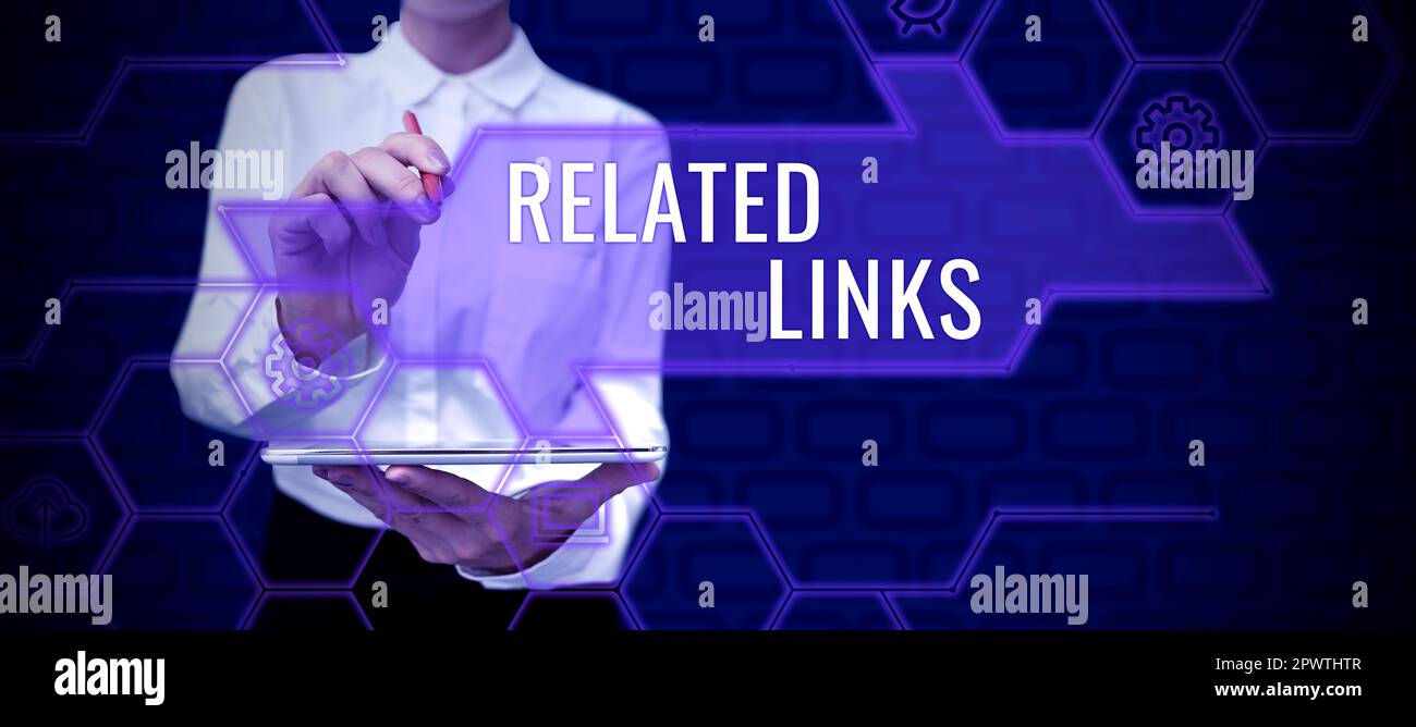 Visualizzazione concettuale link correlati, Word scritto sul sito Web all'interno di una pagina ...