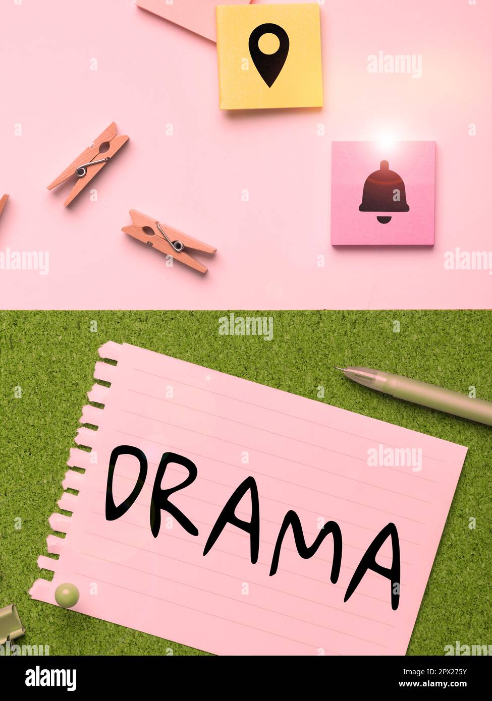 Didascalia di testo che presenta Drama, Word scritto su uno stato, una ...