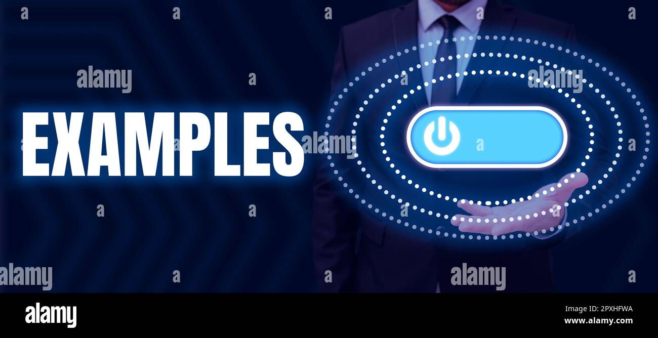 Simbolo di testo che mostra esempi, Word scritto sulla foto esempio di ...