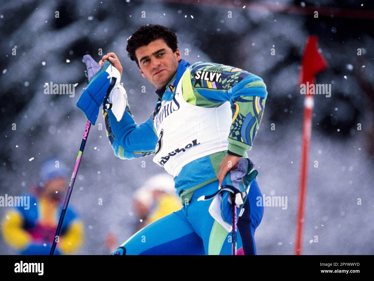 Coppa del mondo di Sci Alpino 1991/1992 Kitzbuehel Slalom 13.01.1991 Alberto TOMBA (Italia ...
