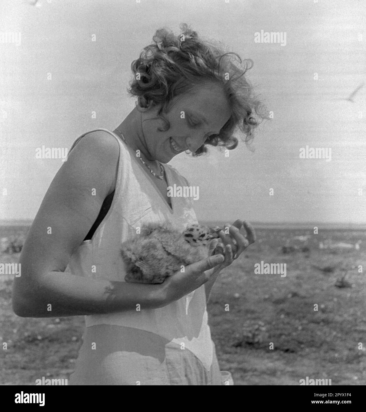 Donna al santuario degli uccelli Foto e Immagini Stock in Bianco e Nero ...