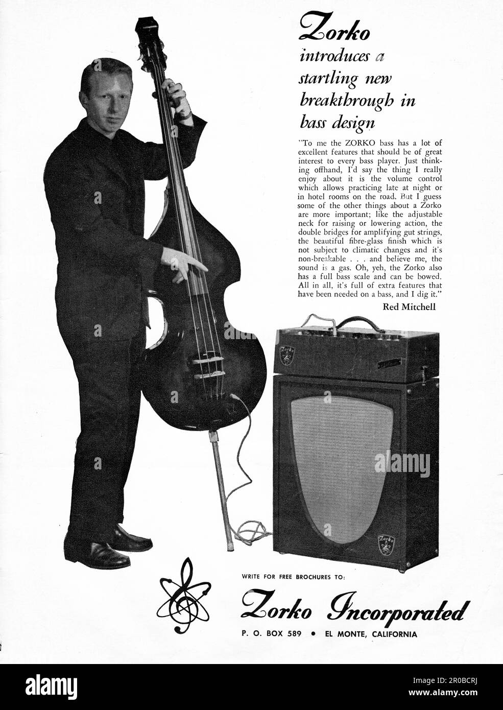 Un annuncio di una rivista musicale del 1961 con il bassista jazz Red ...