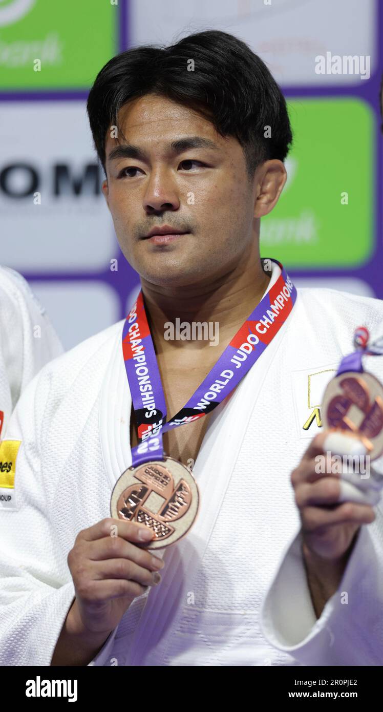 Soichi Hashimoto of Japan celebrates during an award ceremony of men's ...