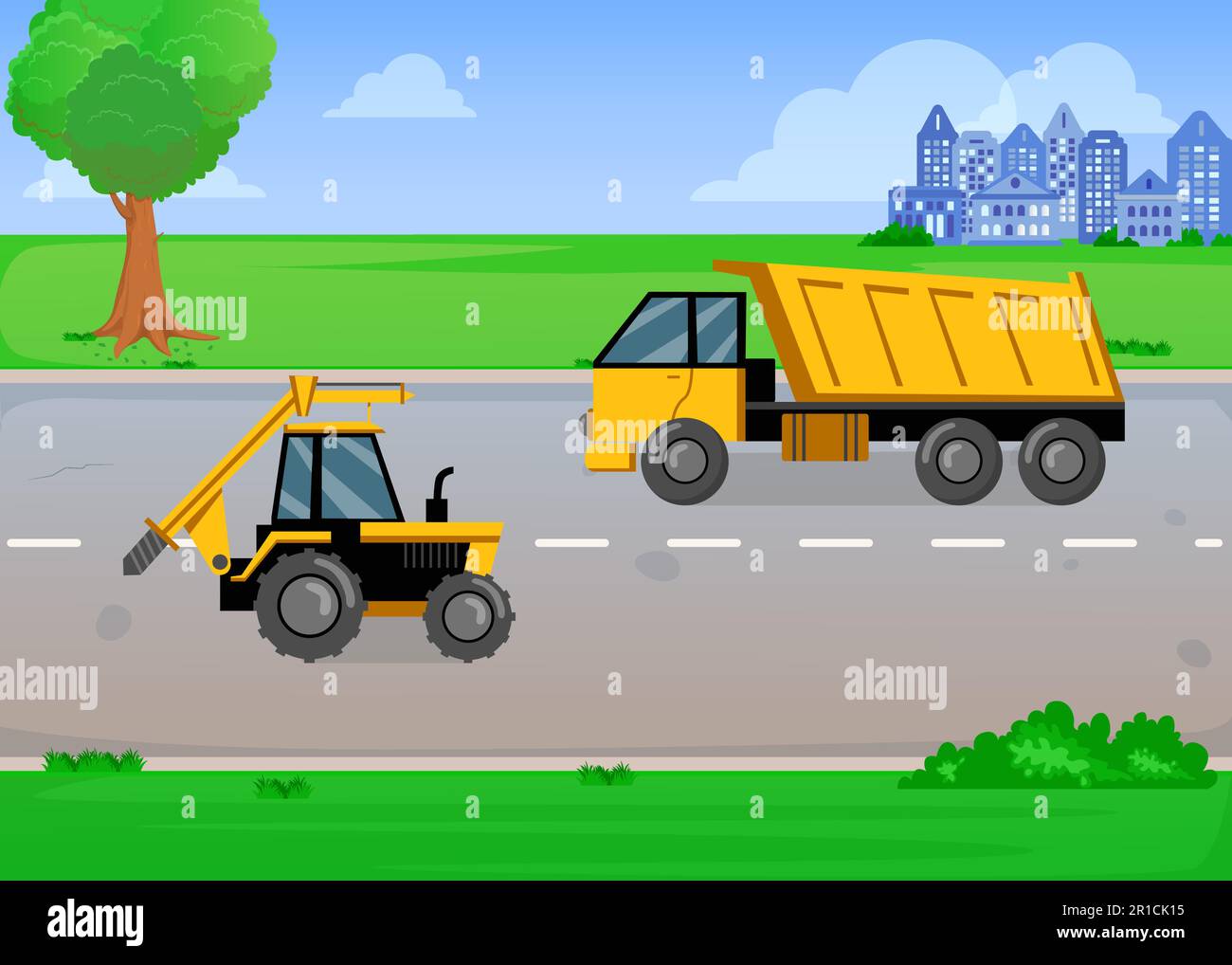 Trattore su strada rurale Immagini Vettoriali Stock - Alamy