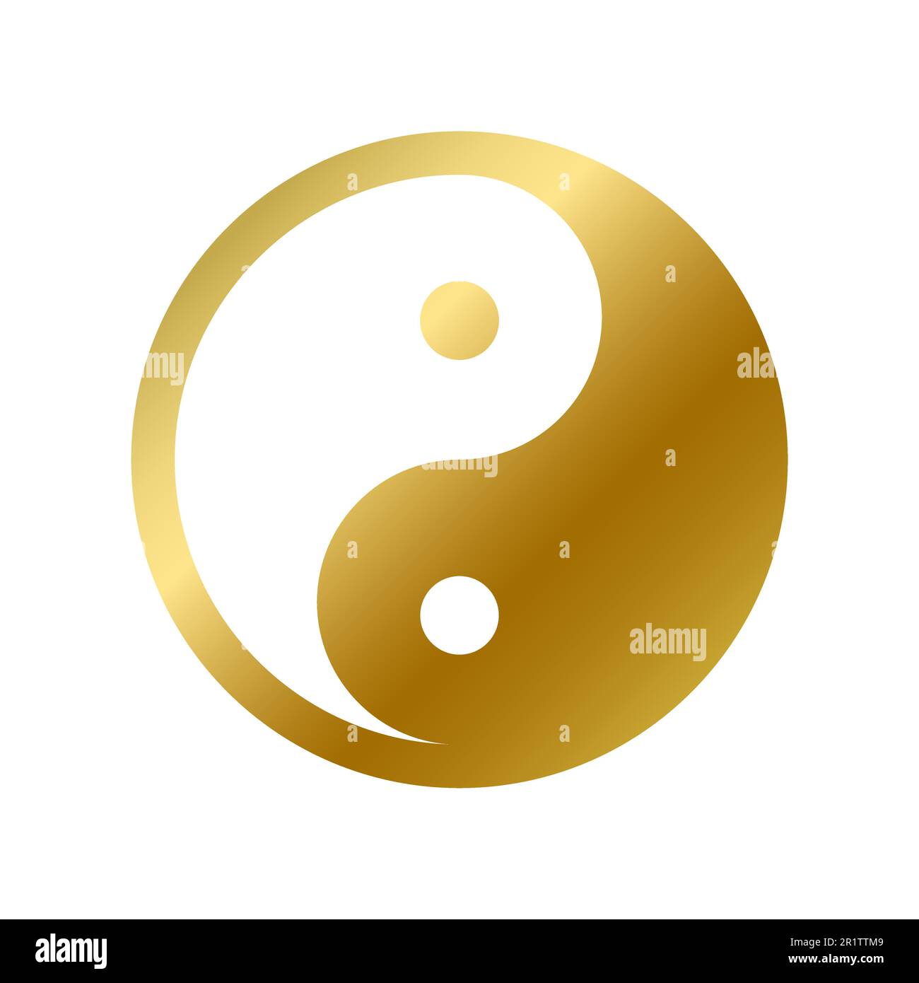Simbolo di Yin yang isolato. Daoismo, taoismo religioso segno d'oro su ...