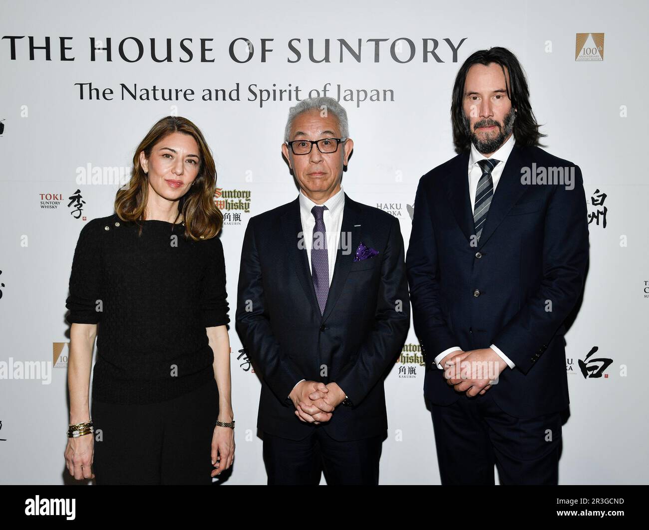 Director Sofia Coppola, left, Beam Suntory chief blender Shinji Fukuyo and actor Keanu Reeves ...