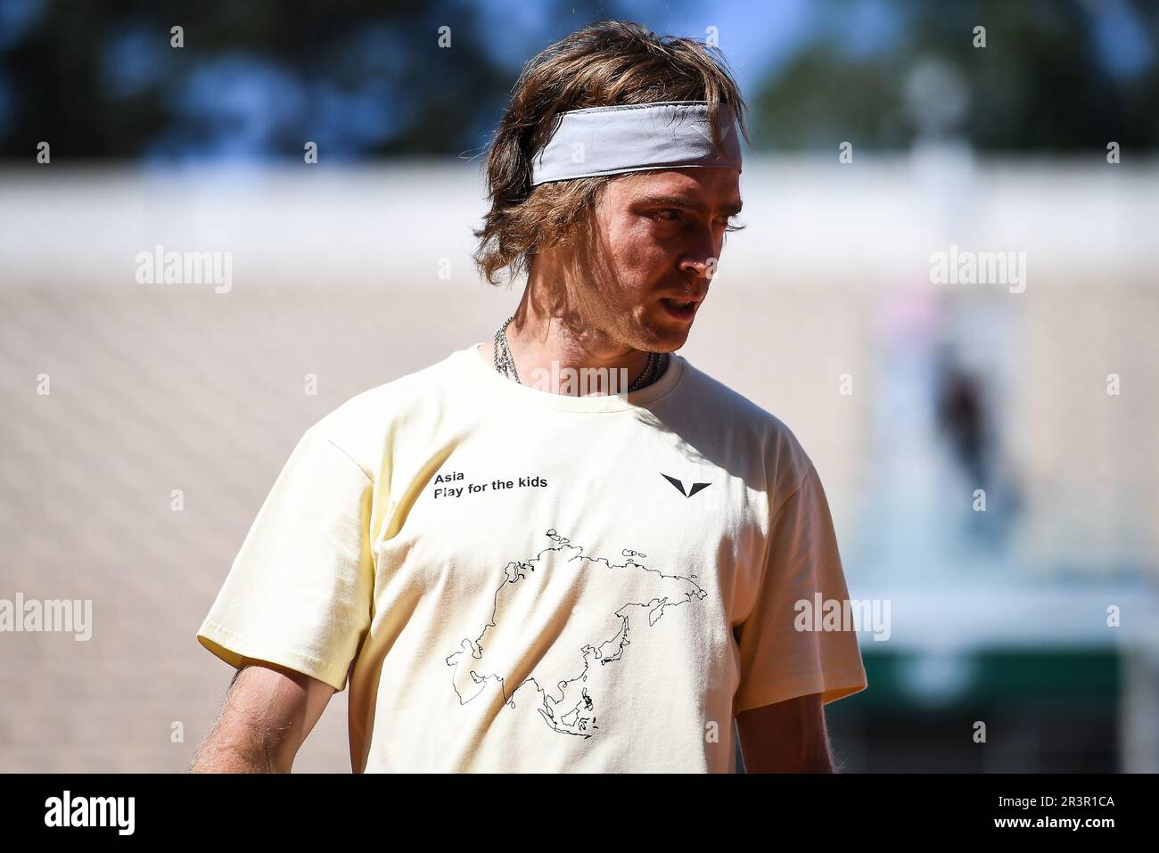 Andrey RUBLEV di Russia durante una sessione di allenamento di Roland ...
