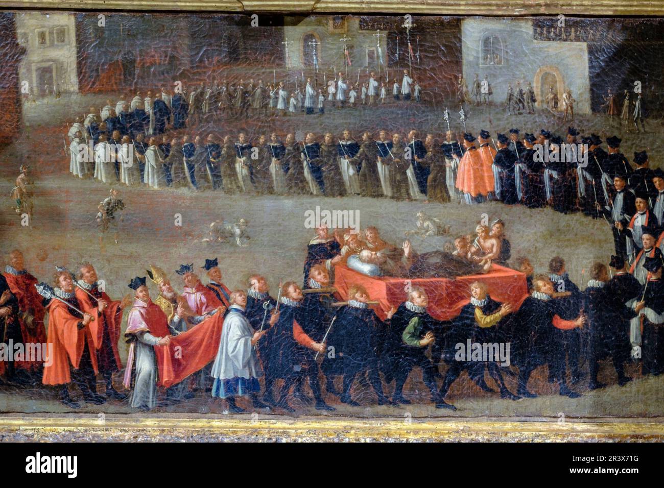 Escena del entierro de Ramon Llull, retablo barroco dedicado a Raimondo ...