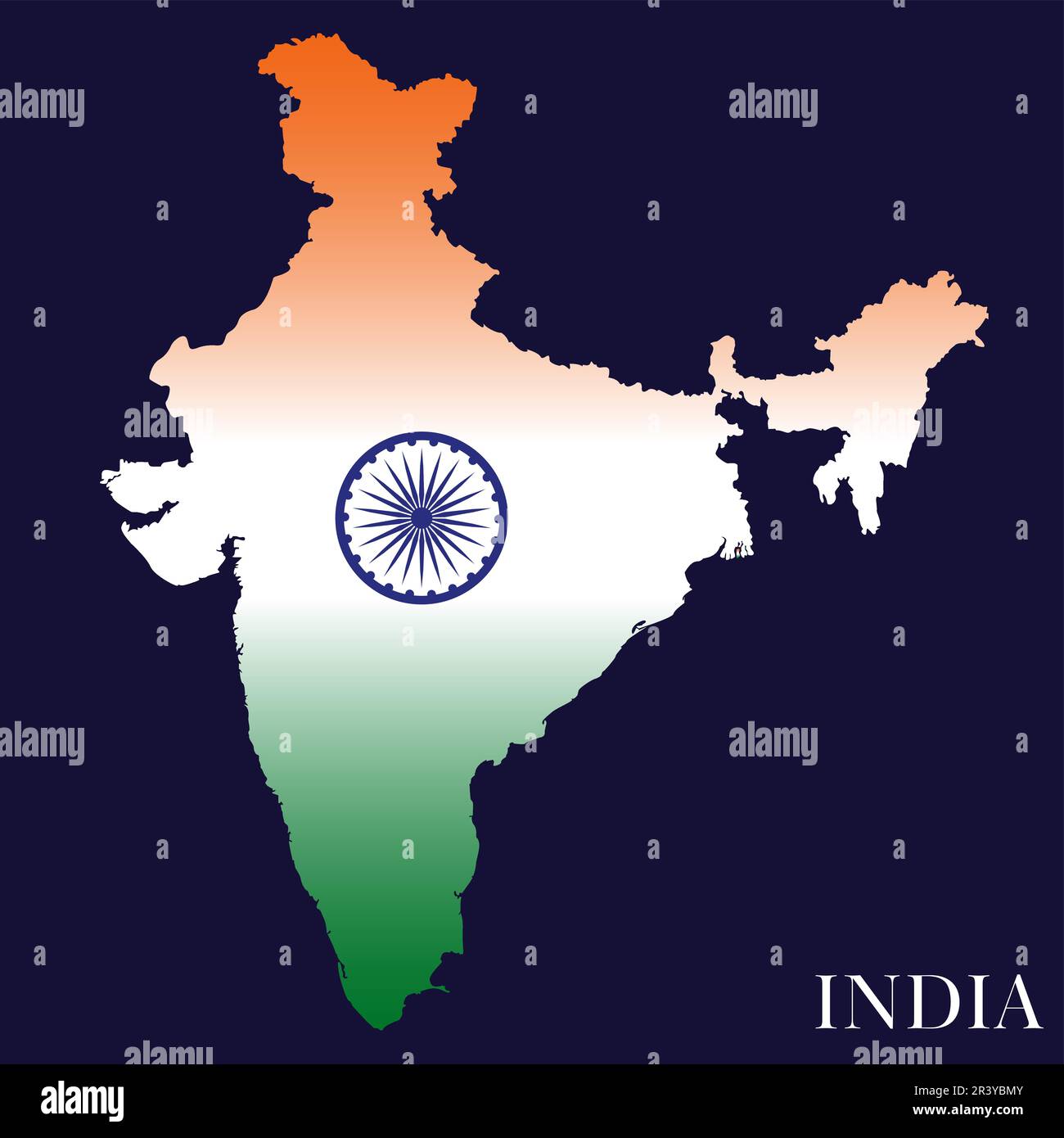 Mappa dell'india con bandiera Immagini Vettoriali Stock - Alamy