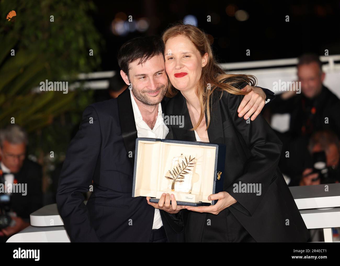 Justine Triet, right, winner of the Palme d'Or for 'Anatomy of a Fall ...