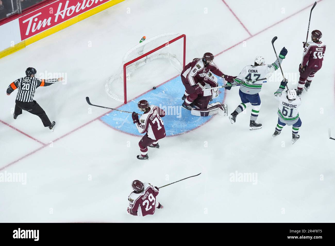 Seattle Thunderbirds' Lucas Ciona (47) and Kyle Crnkovic (61) celebrate ...