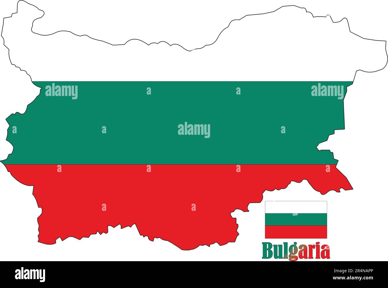 Mappa della bandiera della bulgaria Immagini Vettoriali Stock - Alamy