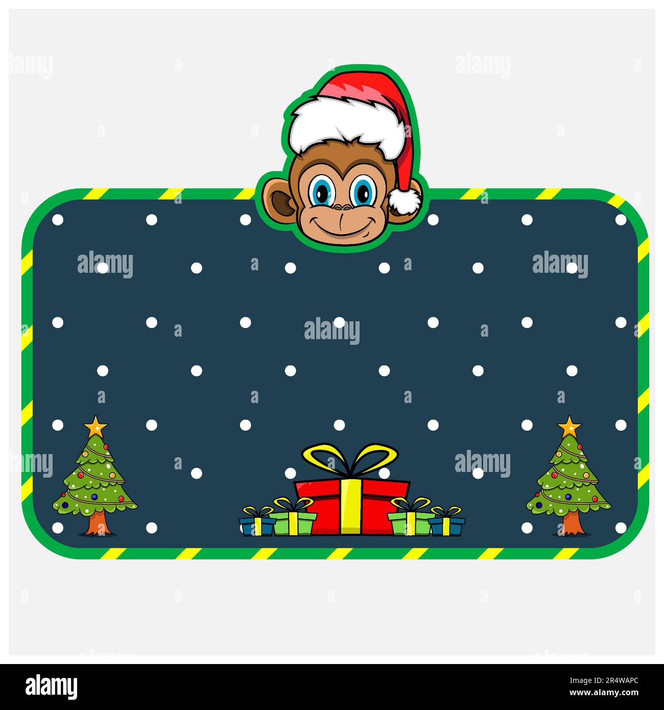 Biglietto d'auguri di Natale e Capodanno con design a carattere scimmia ...