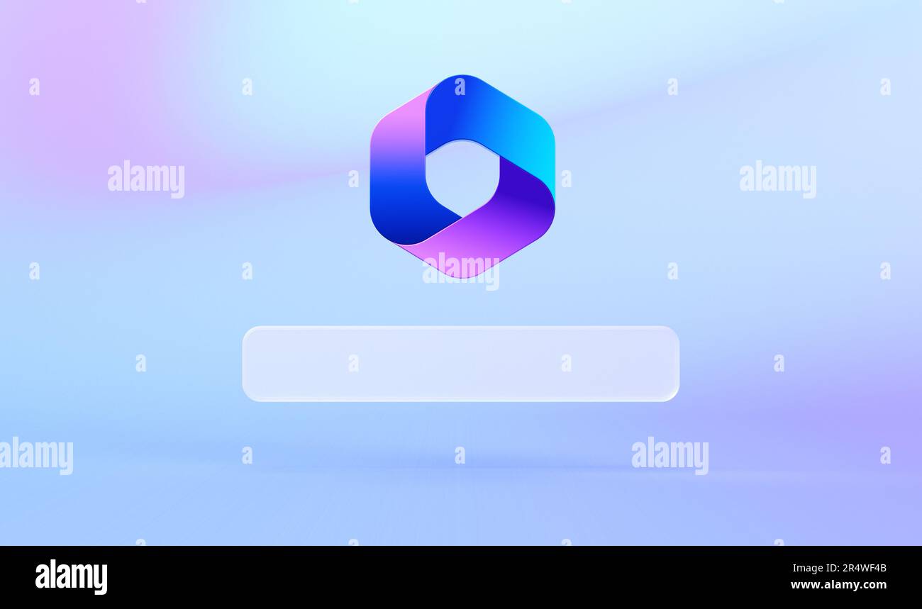 Valencia, Spagna - Maggio, 2023: Icona Microsoft Copilot 3D e casella ...