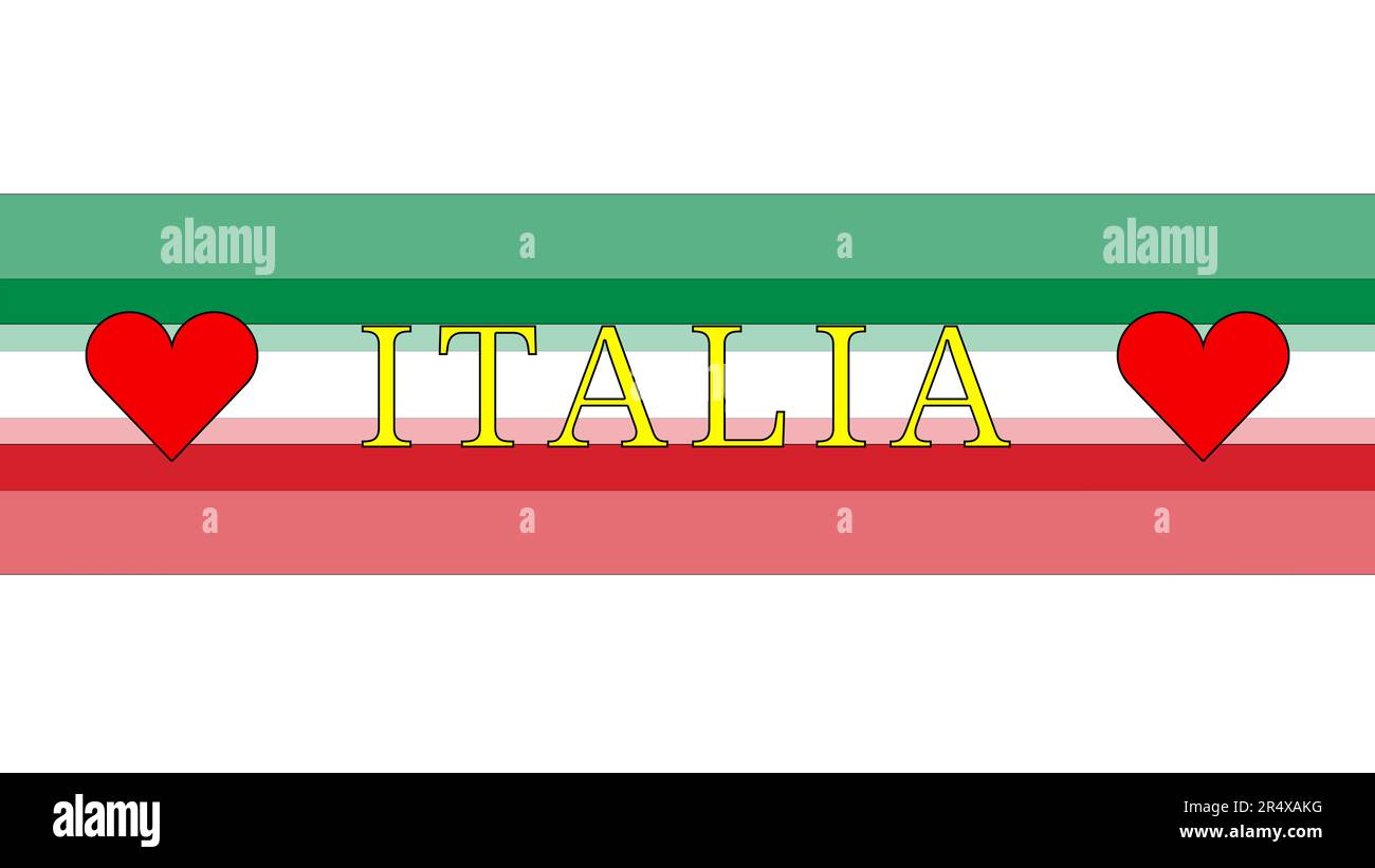 Italia, cuore, bandiera italiana, illustrazione grafica del tricolore ...