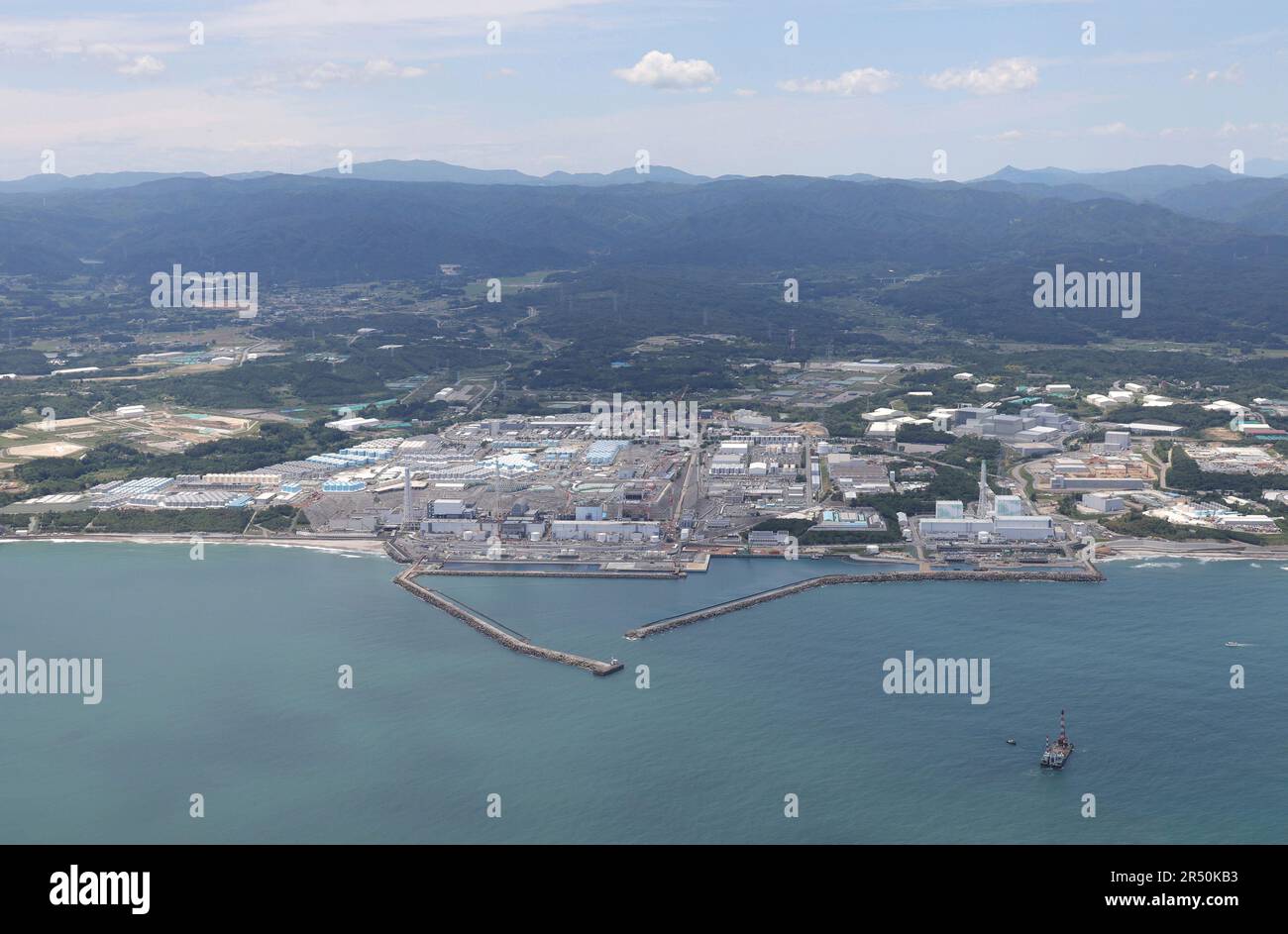 An aerial photo shows Fukushima No. 1 nuclear power plant in Okuma ...