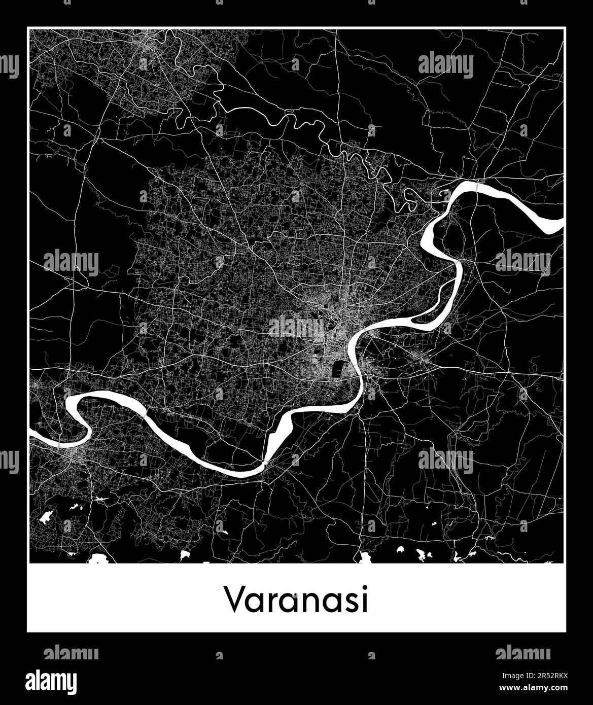 Mappa minima della città di Varanasi (India Asia)Mappa minima della ...