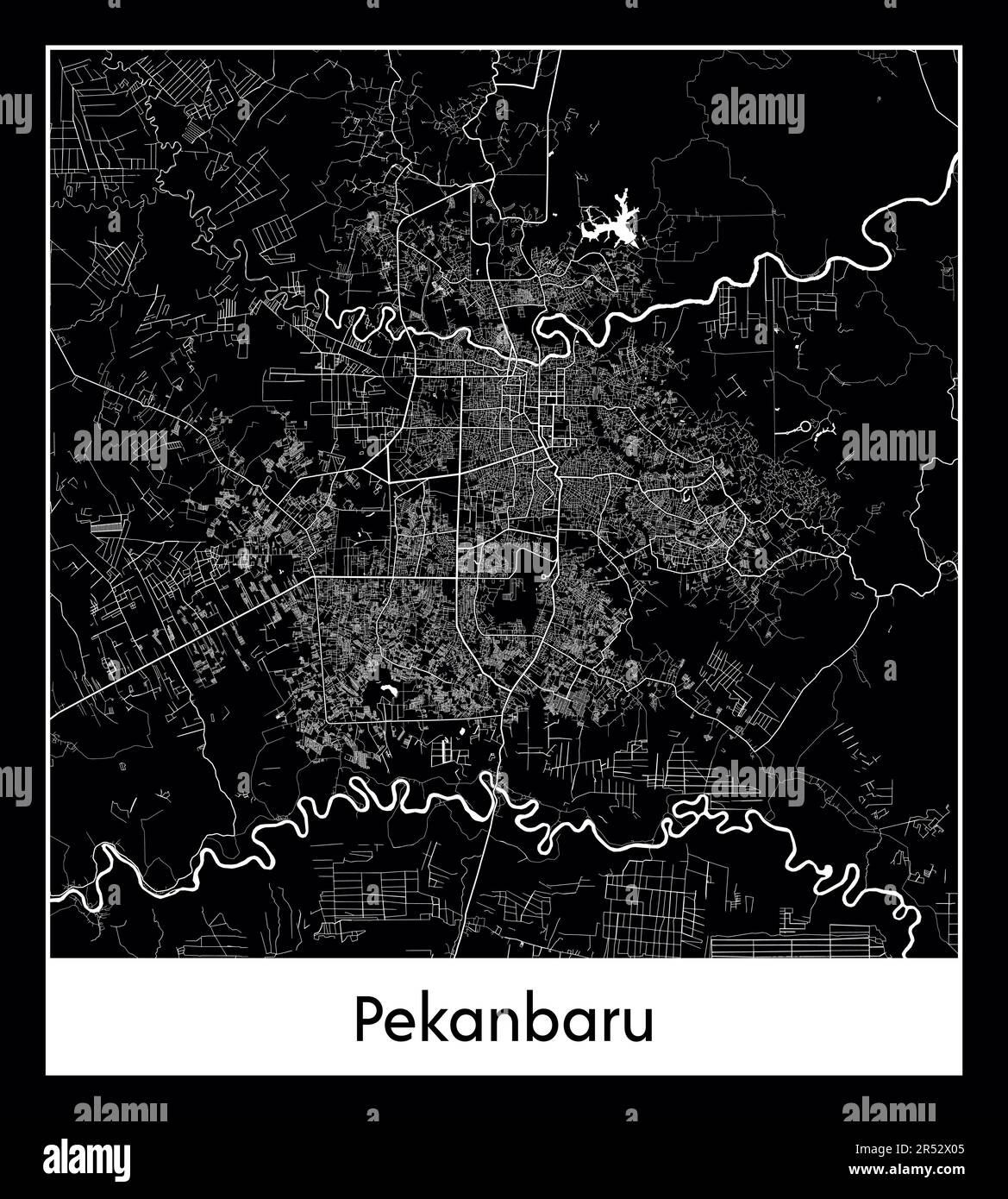 Mappa minima della città di Pekanbaru (IndonesMappa minimale della ...