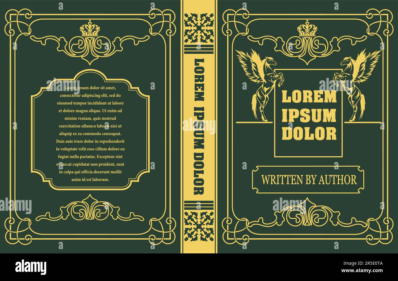 Copertina del libro decorata in pelle e cornici ornamentali retrò ...