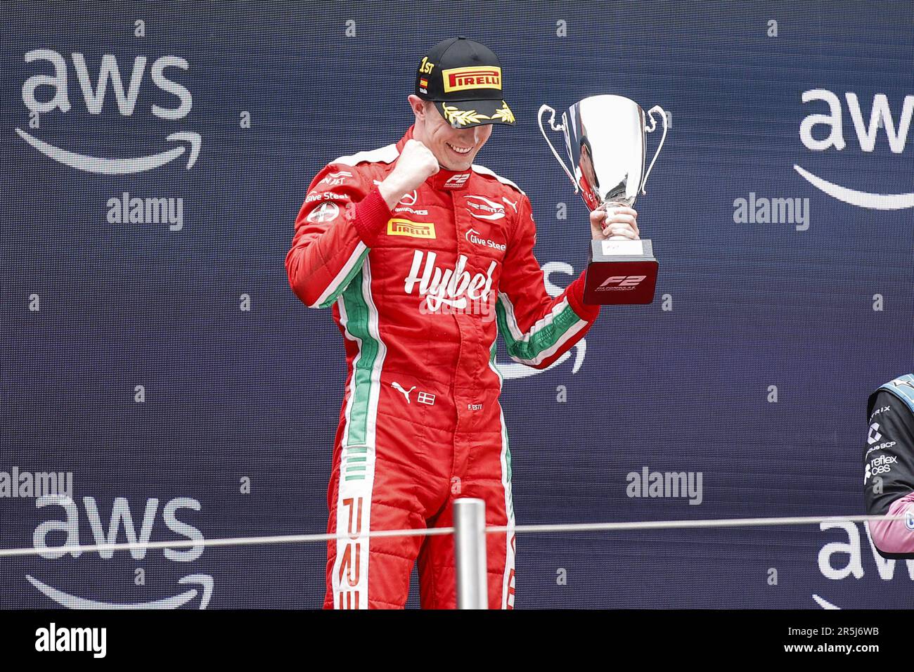 VESTI Frederik (dnk), Prema Racing, Dallara F2, podio ritratto durante ...