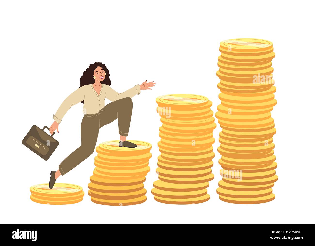 Donna che insegue per soldi grandi.Salario, la crescita del reddito, la ...