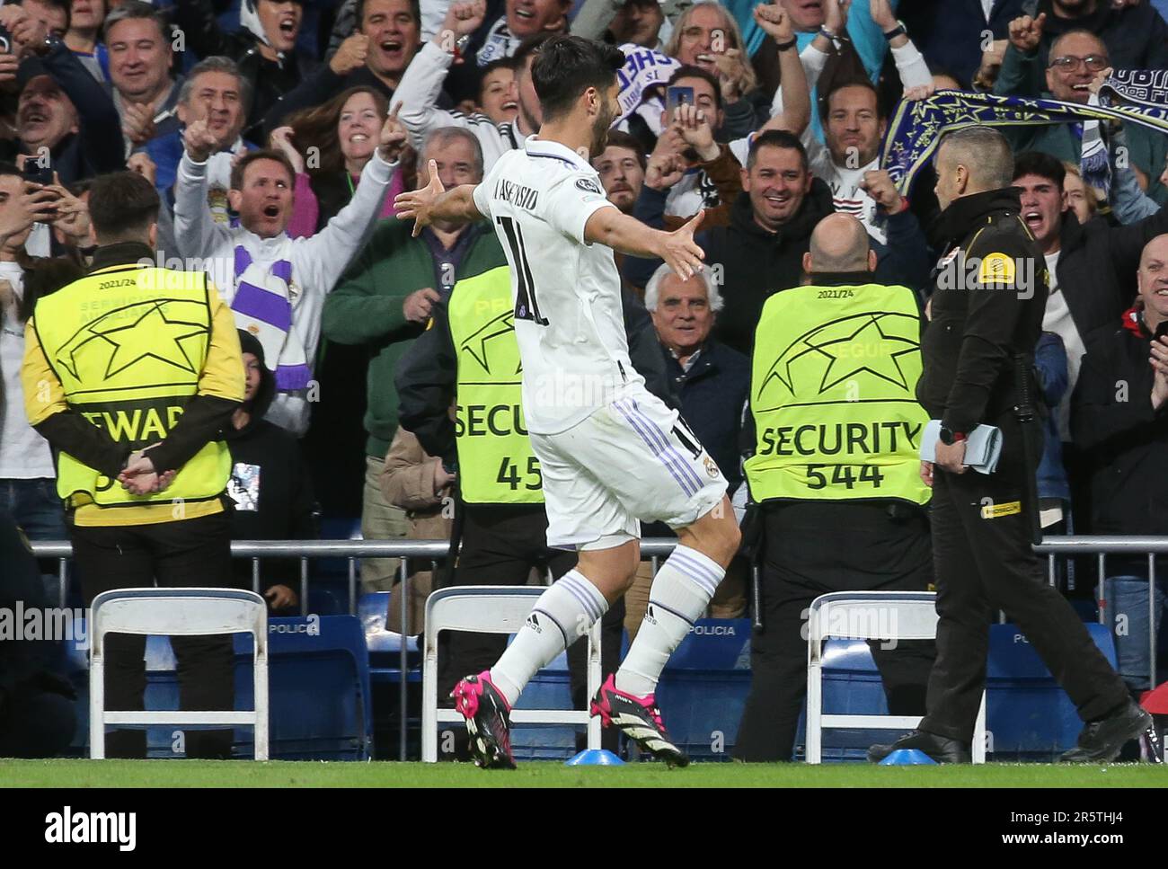 Gol celebrativo Marco Asensio del Real Madrid durante la UEFA Champions ...