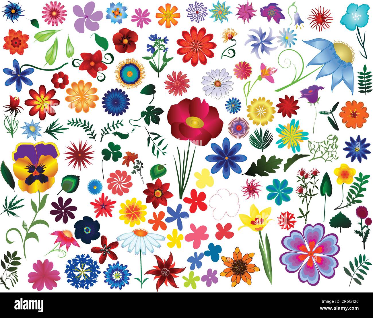 Disegno fiori stilizzati colorati Immagini Vettoriali Stock - Alamy