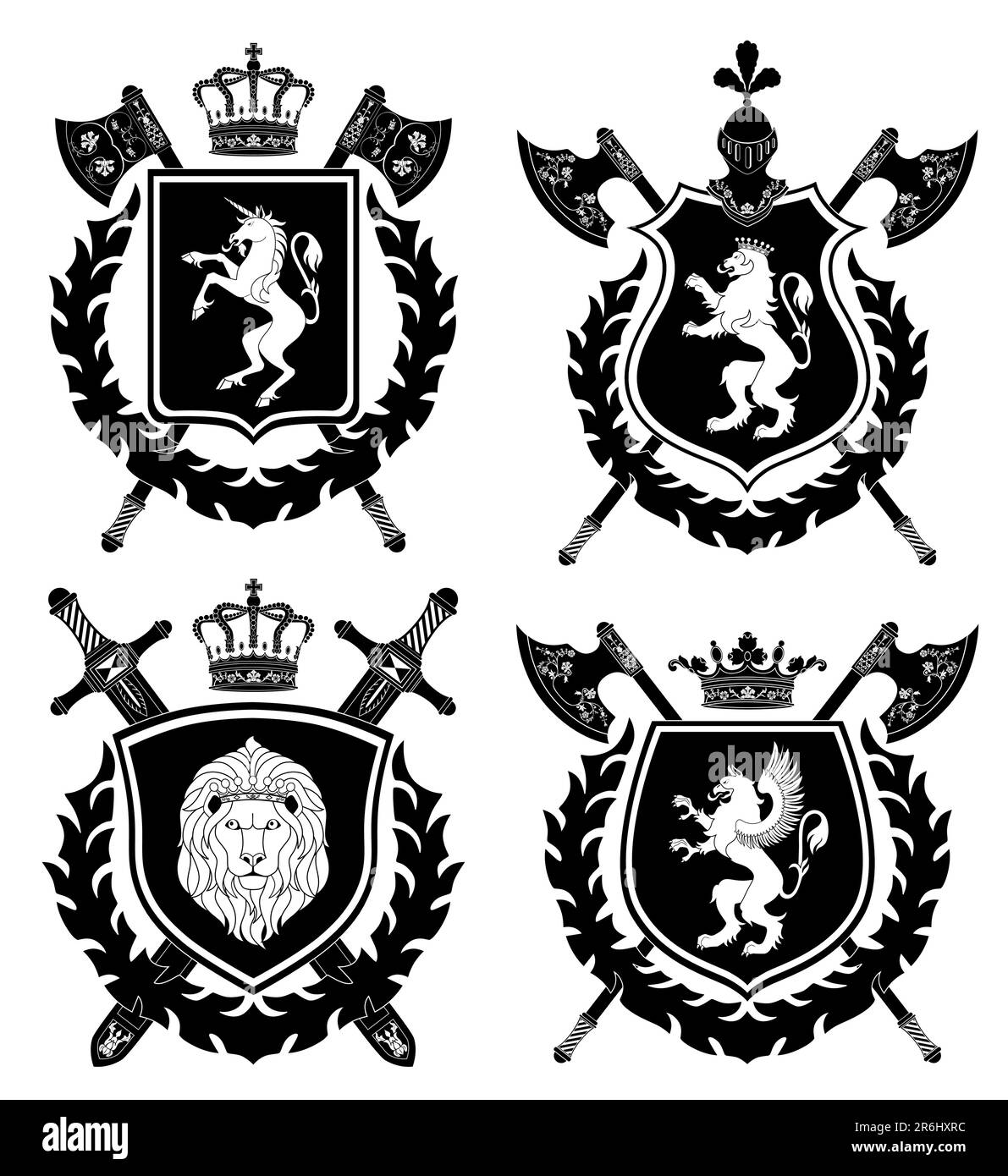 Leone e lo stemma unicorno Foto e Immagini Stock in Bianco e Nero - Alamy