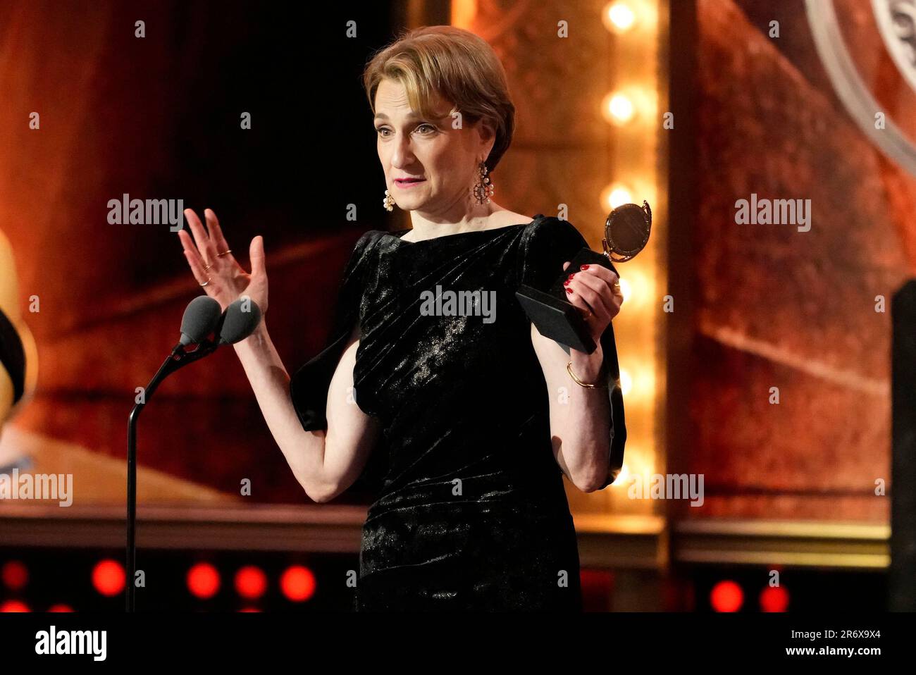 Natasha Katz accepts the award for best lighting design of a musical ...