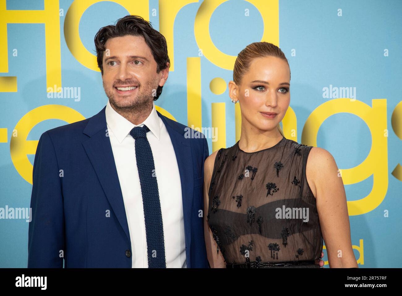 Writer/director Gene Stupnitsky, left, and Jennifer Lawrence pose for ...