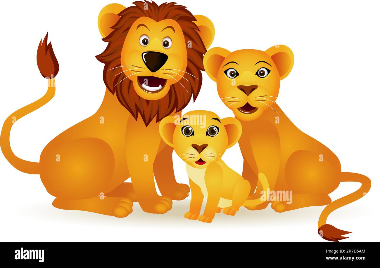 Famiglia di leoni Immagini Vettoriali Stock - Alamy