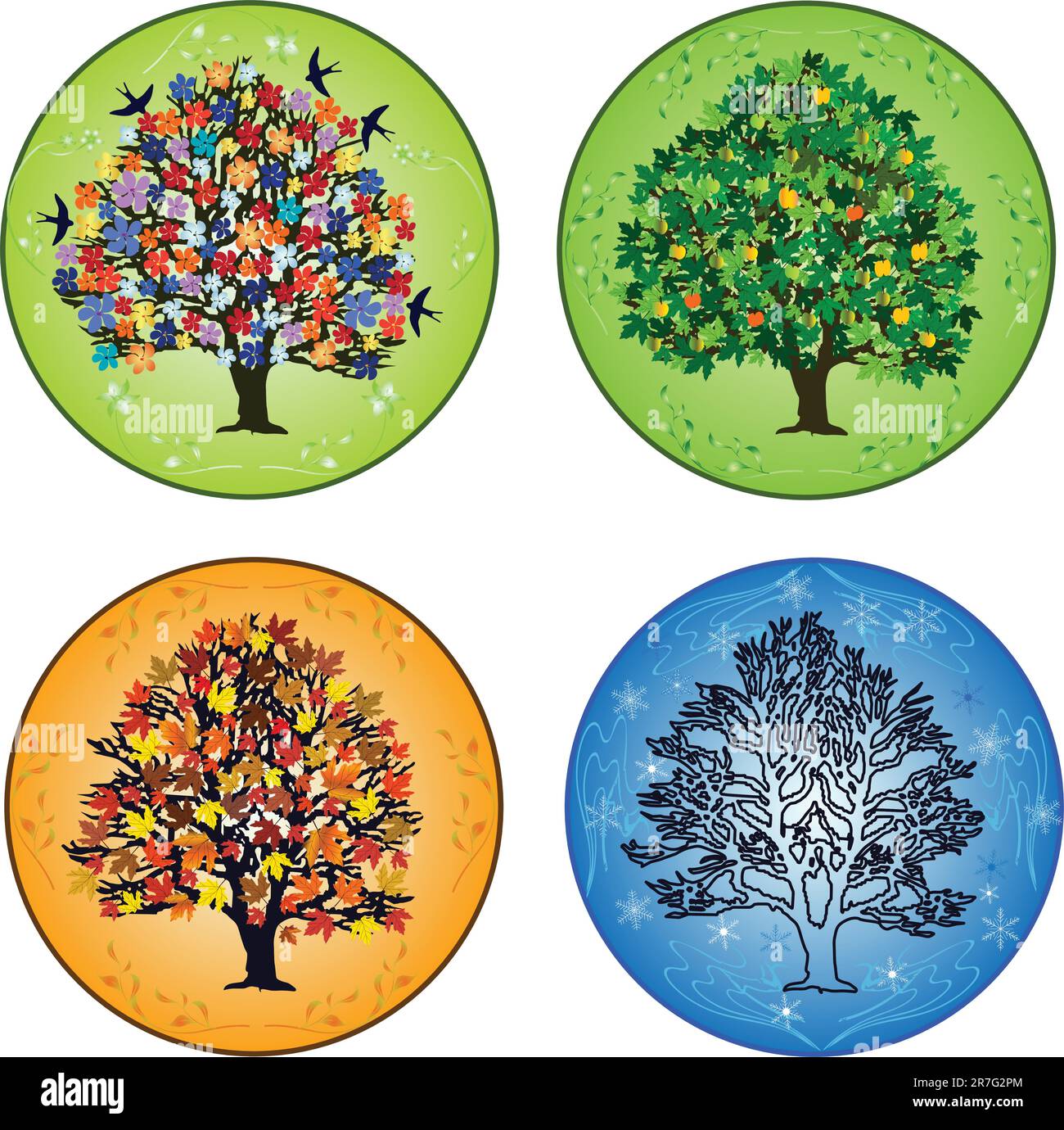 Alberi in primavera Immagini Vettoriali Stock - Alamy