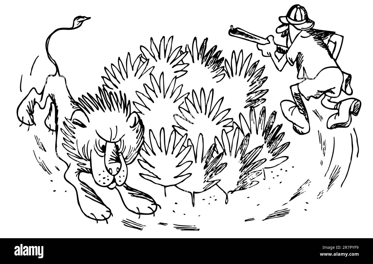 Lion hunt Immagini Vettoriali Stock - Alamy